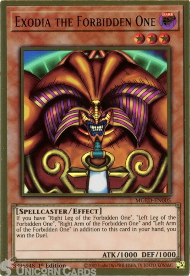 MGED-EN005 Exodia the Forbidden One Premium Gold Rare 1st Edition Mint ...