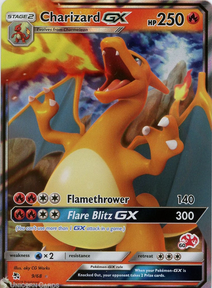 Charizard GX 9/68 Rare Holo GX Mint Pokemon Card :: Charizard Stamp ...