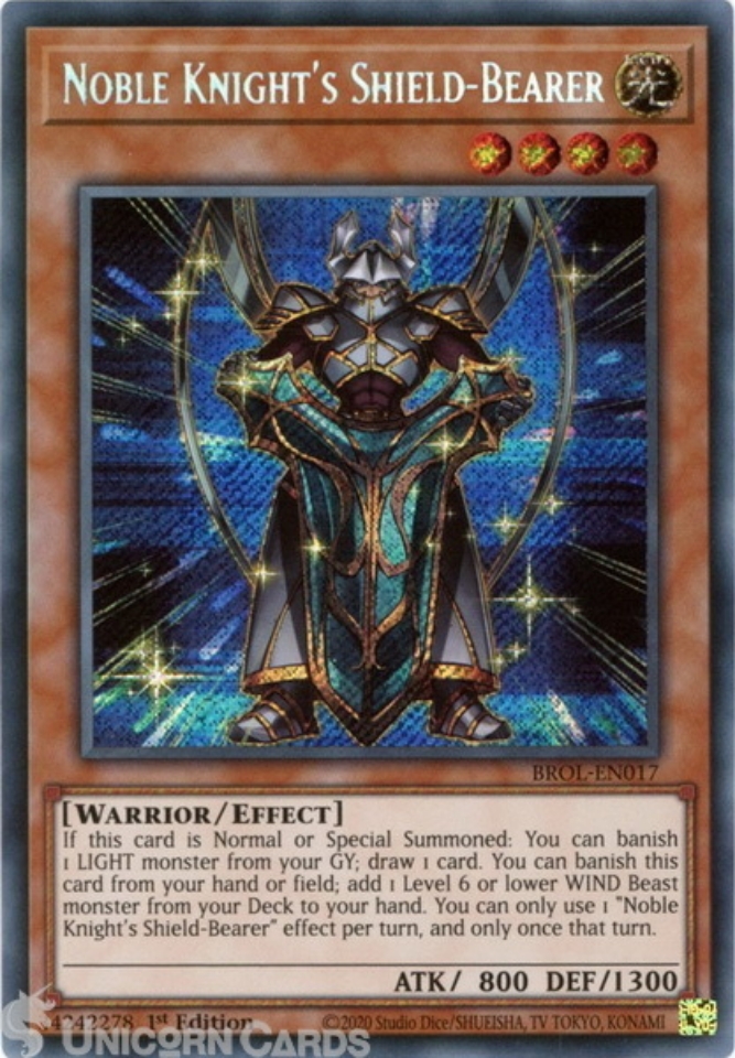 BROL-EN017 Noble Knight's Shield-Bearer Secret Rare 1st Edition Mint ...