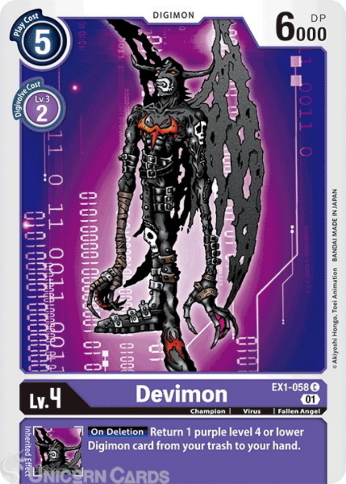 EX1-058 Devimon Common Mint Digimon Card:: Unicorn Cards - YuGiOh ...
