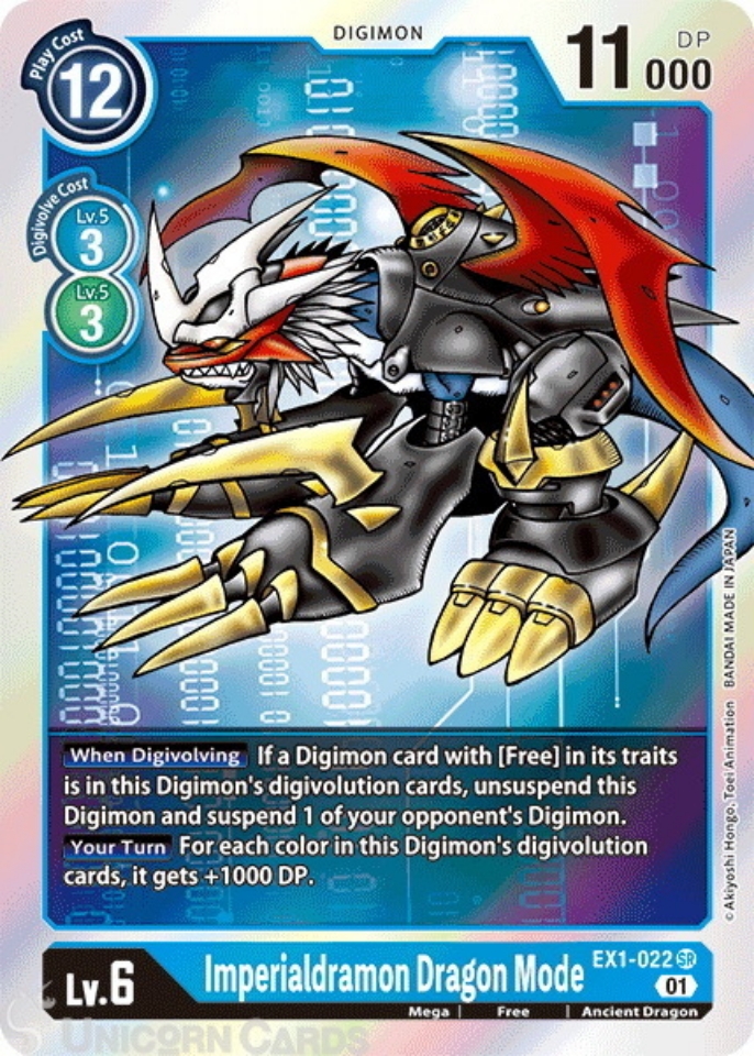 EX1-022 ImperialdramonDragonMode Super Rare Mint Digimon Card:: Unicorn ...