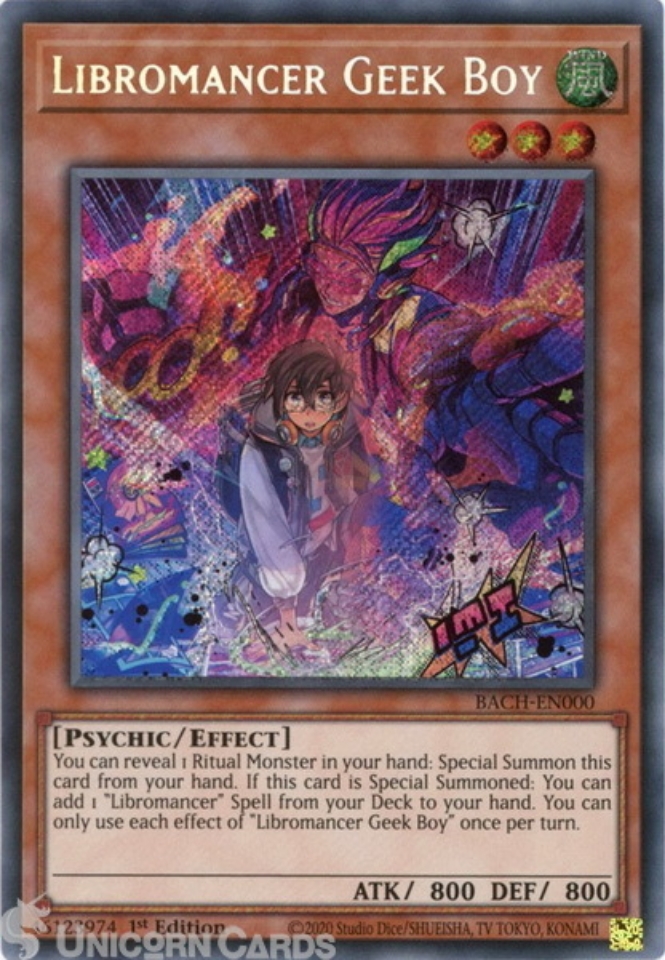 BACH-EN000 Libromancer Geek Boy Secret Rare 1st Edition Mint YuGiOh Card:: Unicorn Cards ...