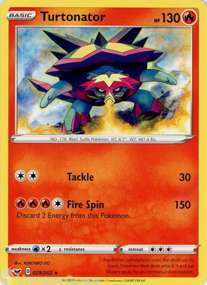 Turtonator 029/202 Rare Mint Pokemon Card:: Unicorn Cards - YuGiOh ...