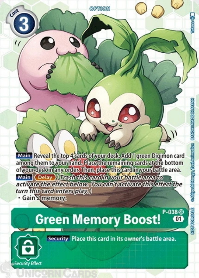 P-038 Green Memory Boost! Super Rare Alternative Art Mint Digimon Card ...