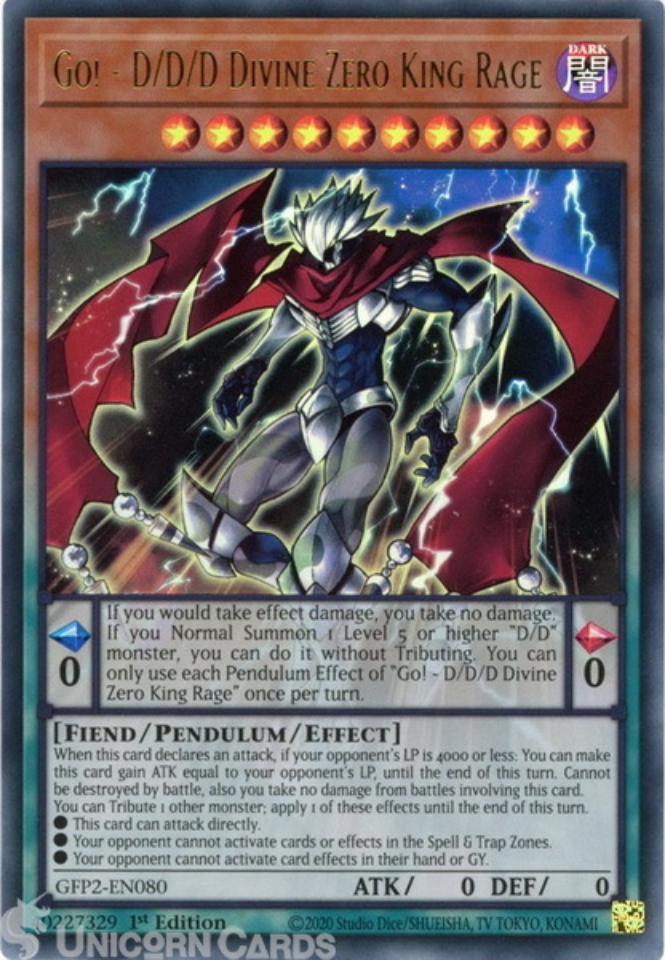 GFP2-EN080 Go! - D/D/D Divine Zero King Rage Ultra Rare 1st Edition ...