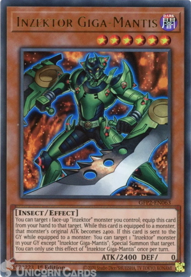 GFP2-EN063 Inzektor Giga-Mantis Ultra Rare 1st Edition Mint YuGiOh Card ...