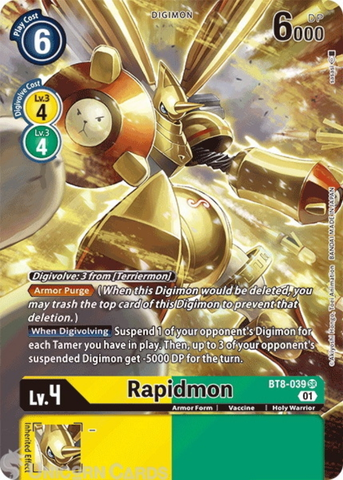 BT8-039 Rapidmon Super Rare Alternative Art Mint Digimon Card:: Unicorn ...