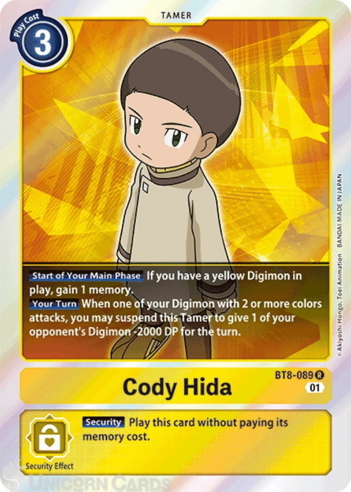 BT8-089 Cody Hida Rare Mint Digimon Card:: Unicorn Cards - YuGiOh ...