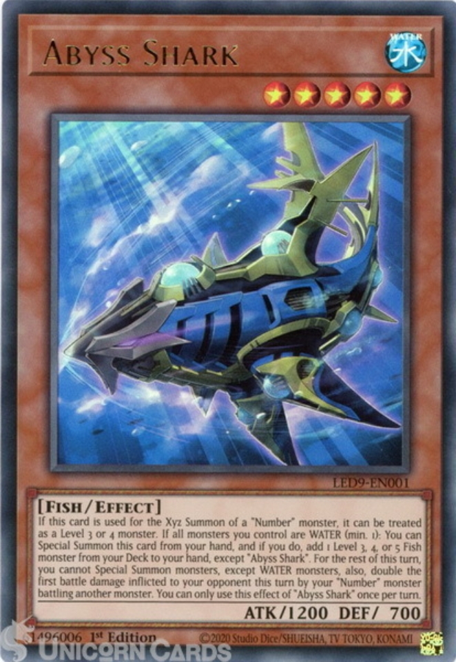 LED9-EN001 Abyss Shark Ultra Rare 1st Edition Mint YuGiOh Card ...