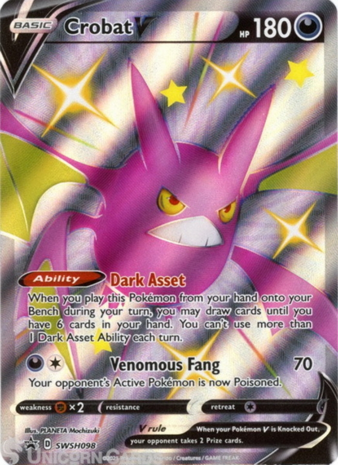 Crobat V SWSH098 Black Star Promo Mint Pokemon Card:: Unicorn Cards ...