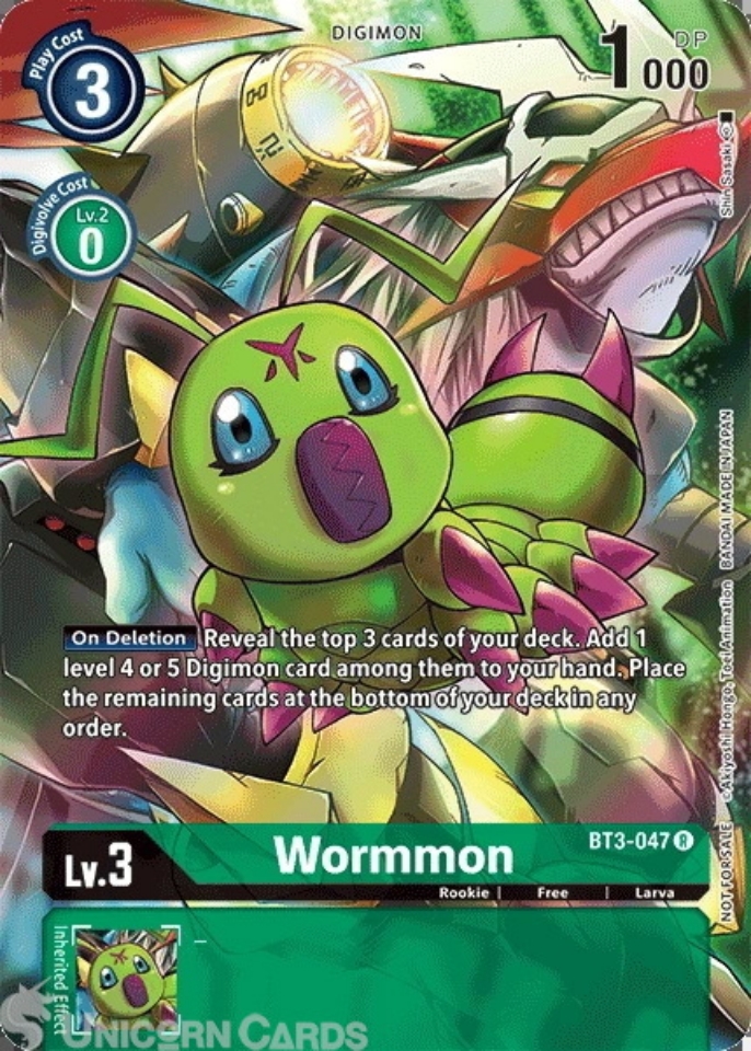 BT3-047 Wormmon Rare Alternative Art Mint Digimon Card:: Unicorn Cards ...