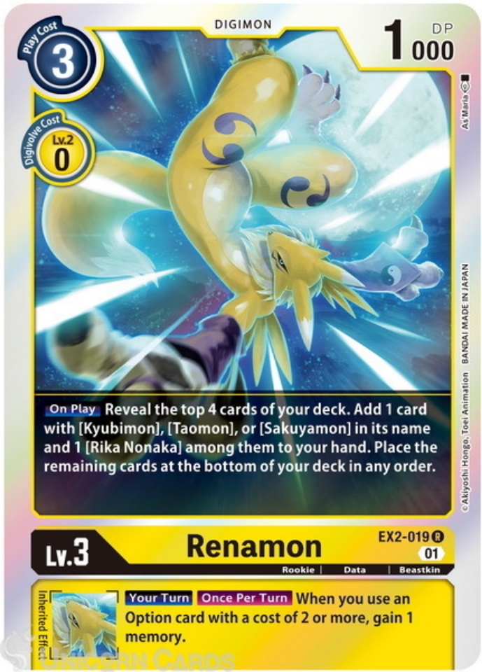 EX2-019 Renamon Rare Mint Digimon Card:: Unicorn Cards - YuGiOh ...