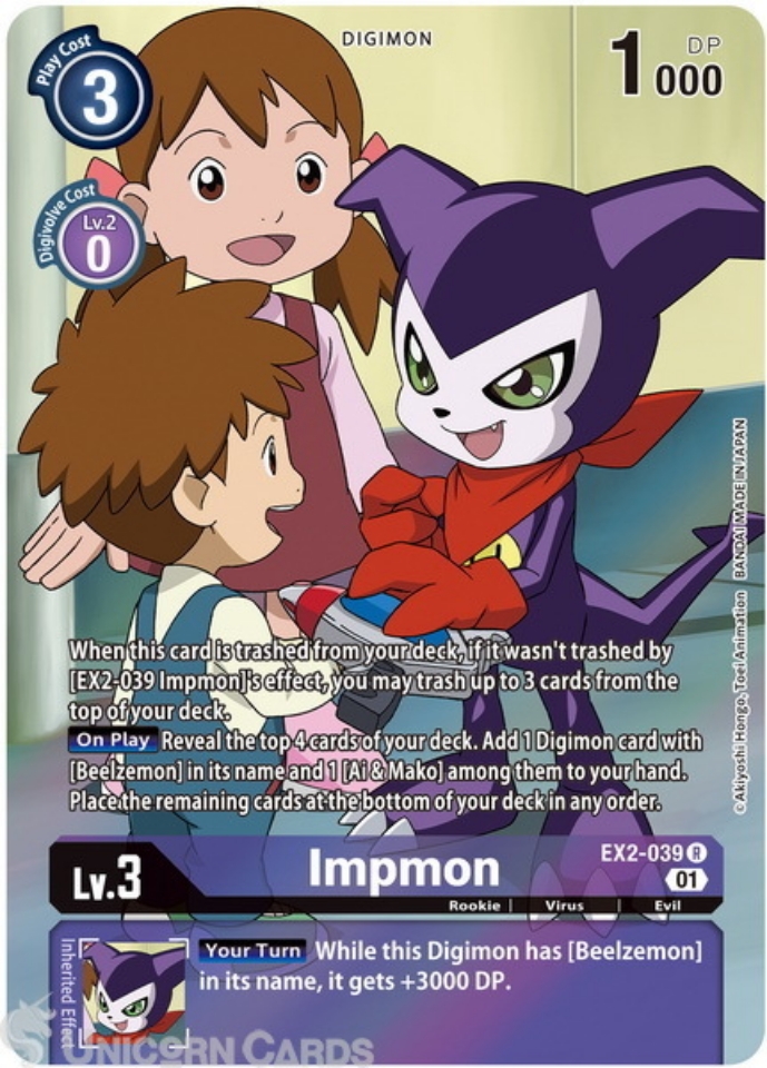 EX2-039 Impmon Rare Alternative Art Mint Digimon Card:: Unicorn Cards ...