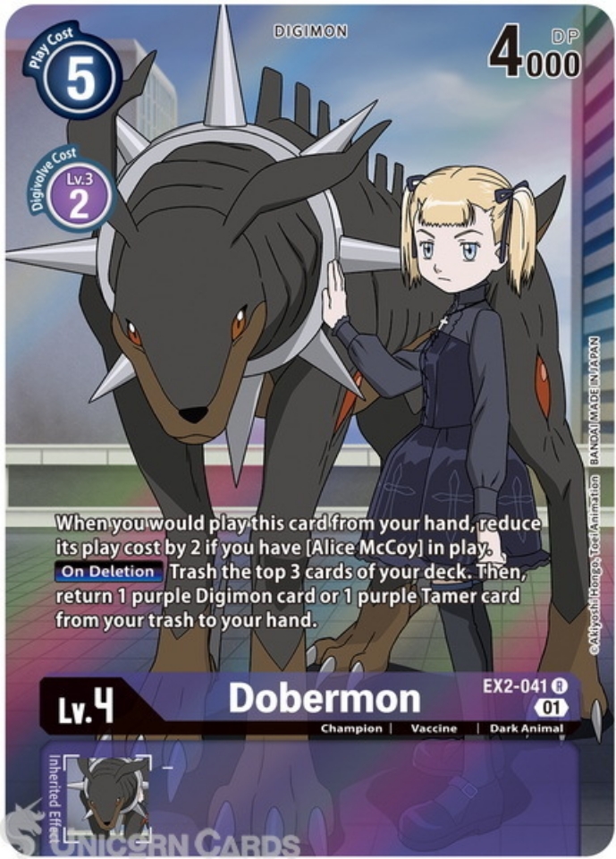 EX2-041 Dobermon Rare Alternative Art Mint Digimon Card:: Unicorn Cards ...