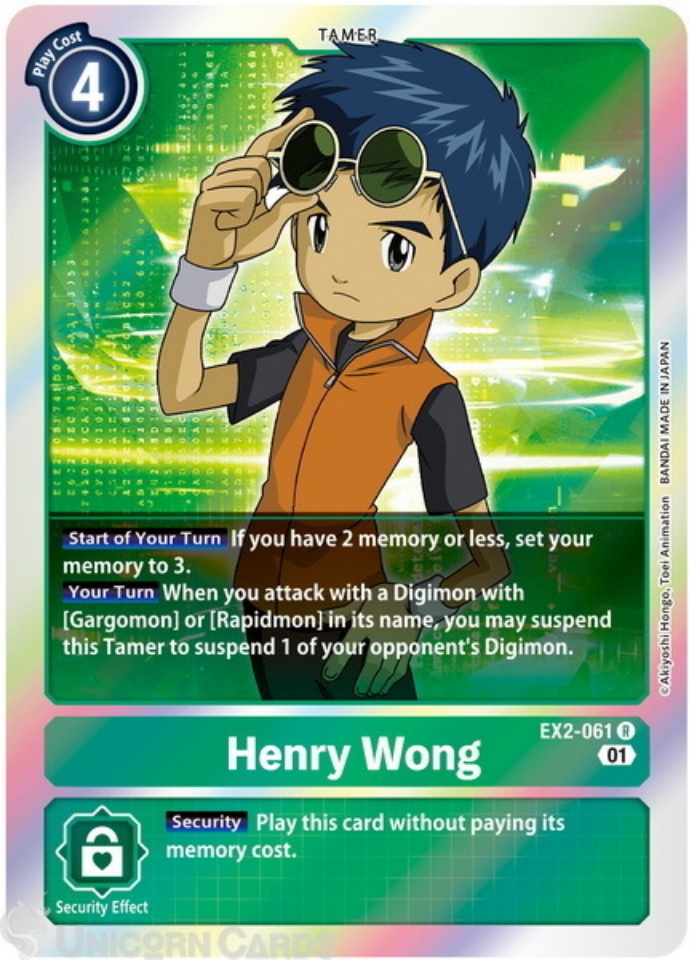 EX2-061 Henry Wong Rare Mint Digimon Card:: Unicorn Cards - YuGiOh ...