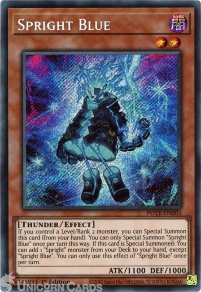 POTE-EN003 Spright Blue Secret Rare 1st Edition Mint YuGiOh Card ...