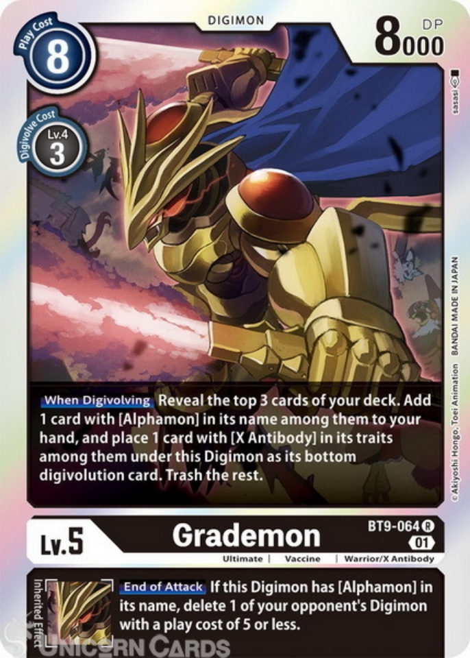 BT9-064 Grademon Rare Mint Digimon Card:: Unicorn Cards - YuGiOh ...