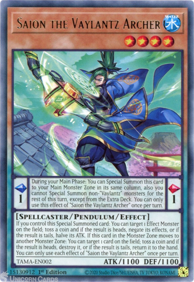 TAMA-EN002 Saion the Vaylantz Archer Rare 1st Edition Mint YuGiOh Card ...