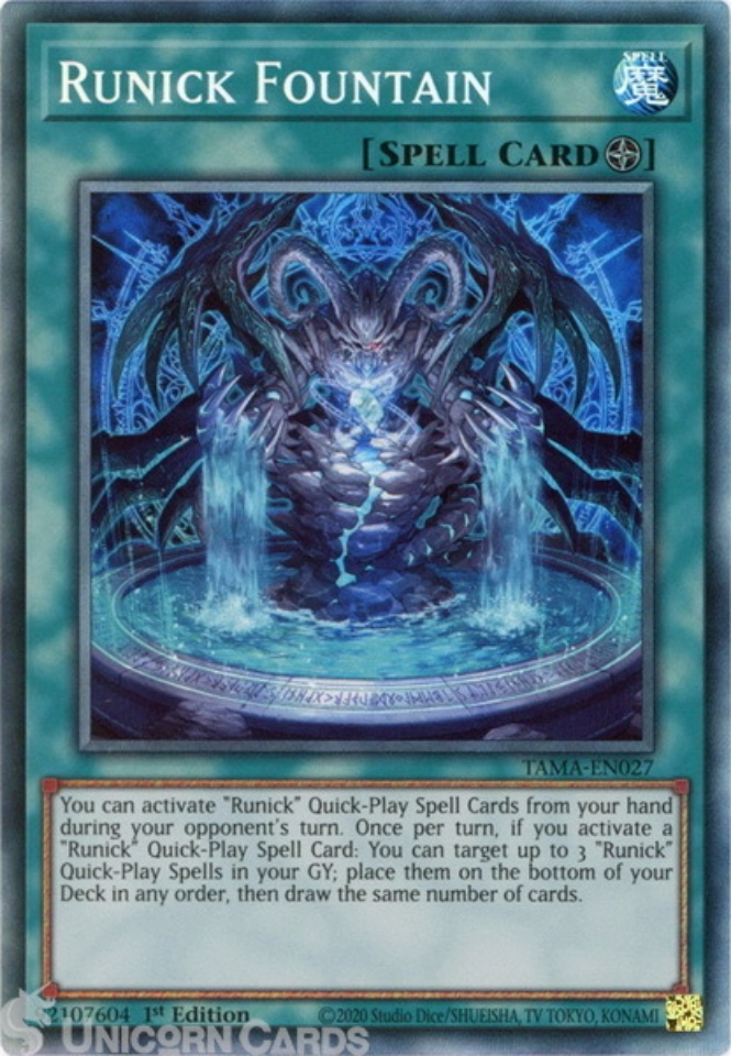 TAMA-EN027 Runick Fountain Collector's Rare 1st Edition Mint YuGiOh ...