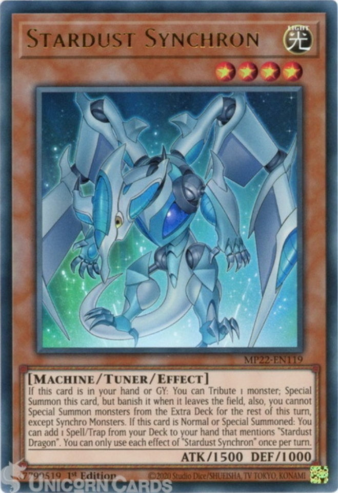 MP22-EN119 Stardust Synchron Ultra Rare 1st Edition Mint YuGiOh Card ...