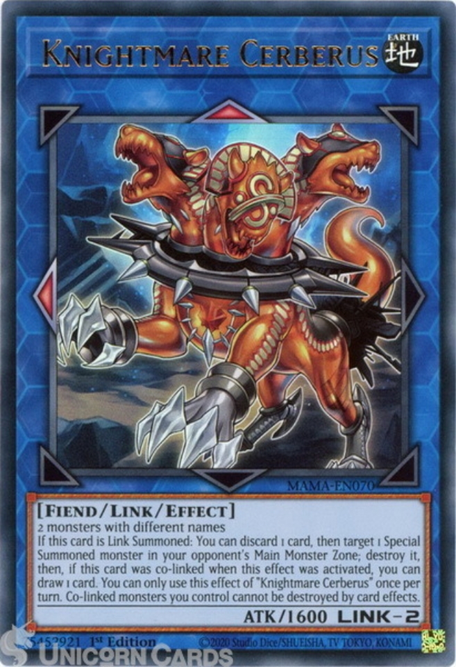 MAMA-EN070 Knightmare Cerberus :: Ultra Rare 1st Edition Mint YuGiOh ...