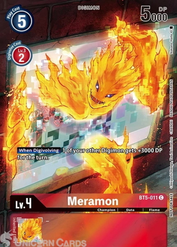 BT5-011 Meramon Common Alternative Art Mint Digimon Card:: Unicorn ...