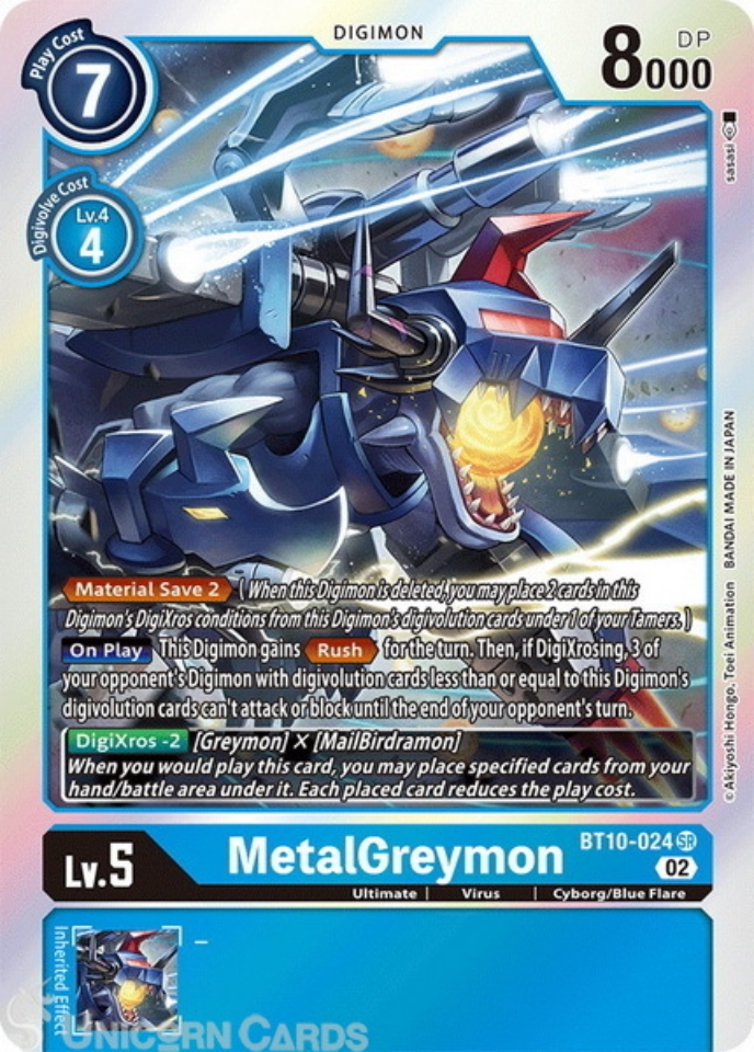 BT10-024 MetalGreymon Super Rare Mint Digimon Card:: Unicorn Cards ...