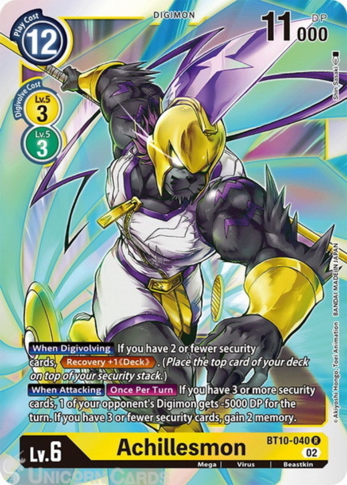 BT10-040 Achillesmon Rare Mint Digimon Card:: Unicorn Cards - YuGiOh ...