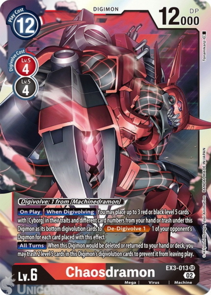 EX3 013 Chaosdramon Super Rare Mint Digimon Card Unicorn Cards