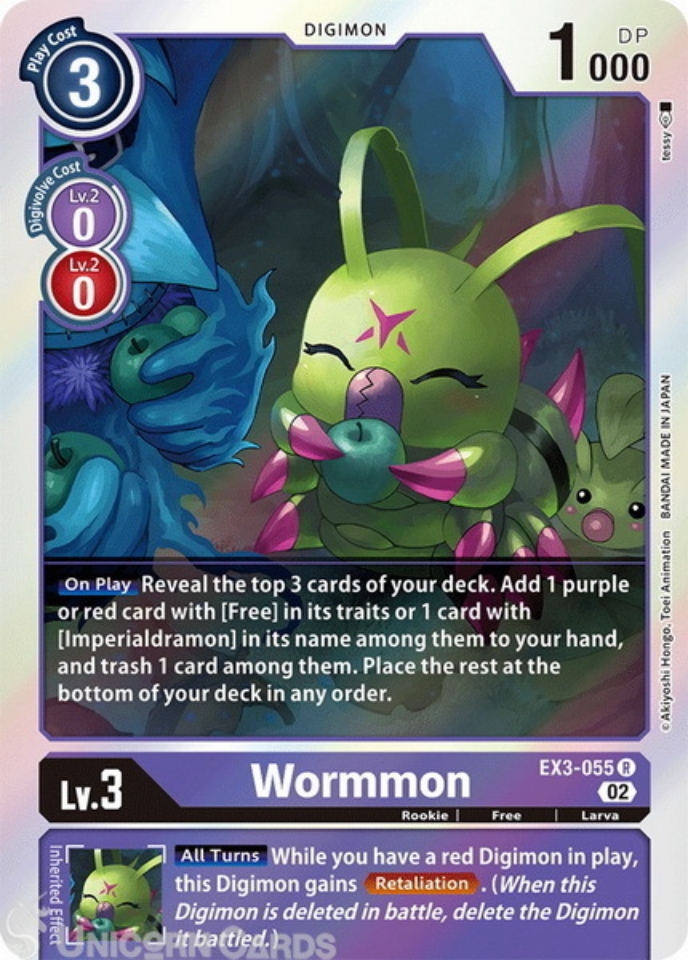 EX3-055 Wormmon Rare Mint Digimon Card:: Unicorn Cards - YuGiOh ...