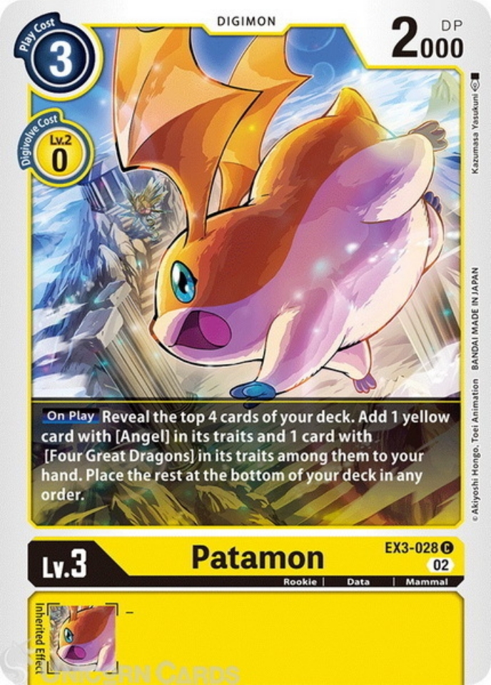 EX3-028 Patamon Common Mint Digimon Card:: Unicorn Cards - YuGiOh ...