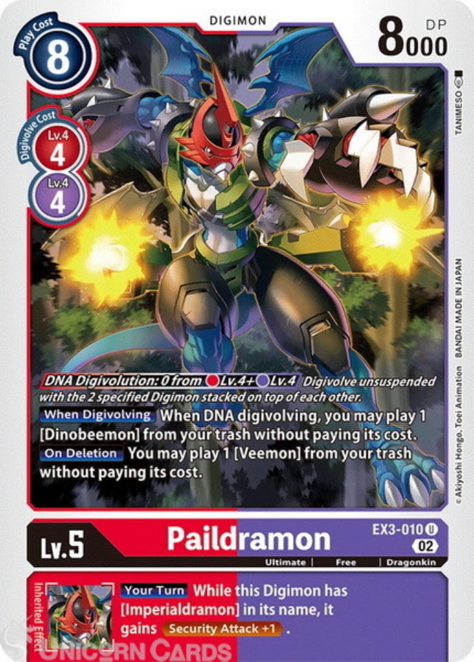 EX3-010 Paildramon Uncommon Mint Digimon Card:: Unicorn Cards - YuGiOh ...