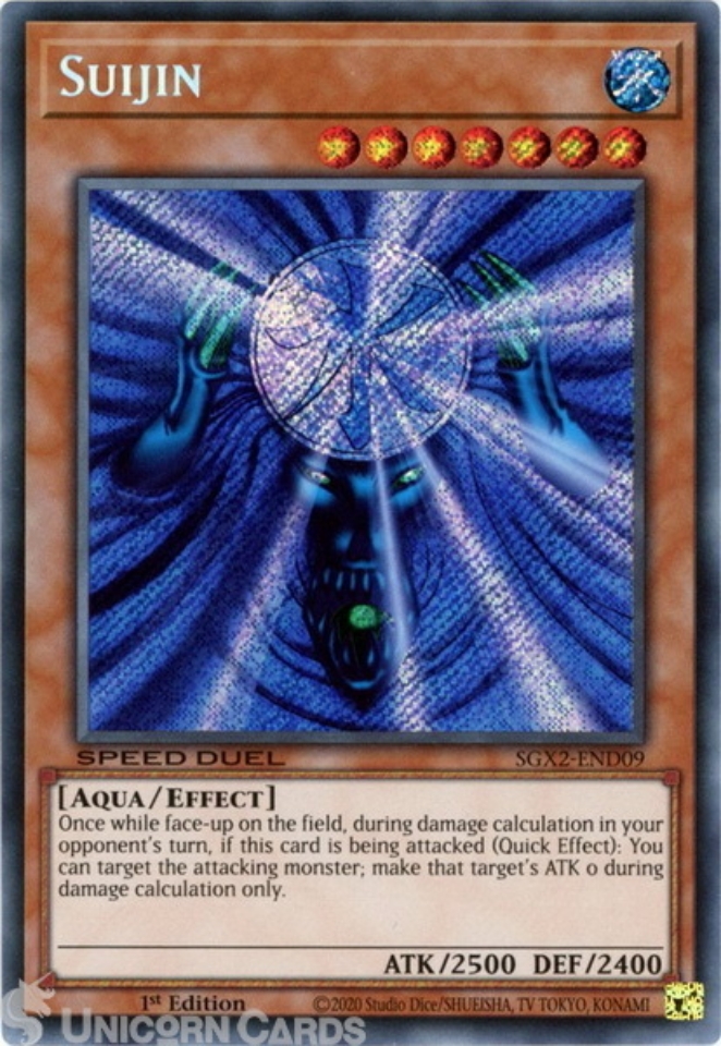SGX2-END09 Suijin :: Secret Rare 1st Edition Mint YuGiOh Card:: Unicorn ...