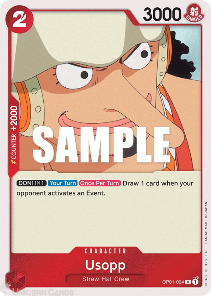 OP01-004 Usopp Rare English One Piece TCG Card:: Unicorn Cards - YuGiOh ...