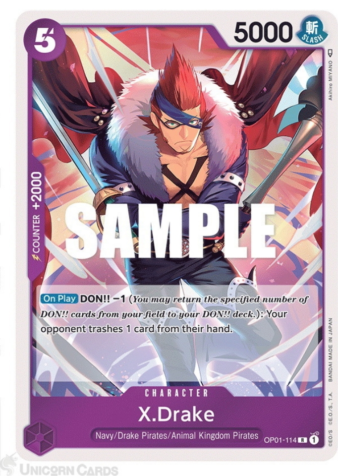 OP01-114 X.Drake Rare English One Piece TCG Card:: Unicorn Cards ...