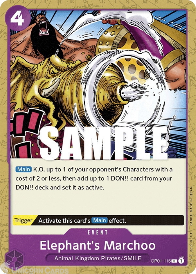 OP01-115 Elephant's Marchoo Common English One Piece TCG Card:: Unicorn ...