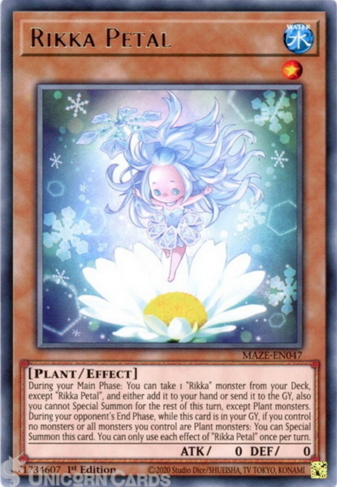 MAZE-EN047 Rikka Petal :: Rare 1st Edition Mint YuGiOh Card:: Unicorn ...