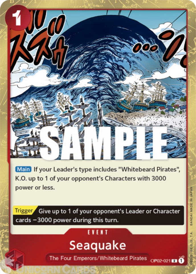 OP02-021 Seaquake Rare One Piece TCG Card:: Unicorn Cards - YuGiOh ...
