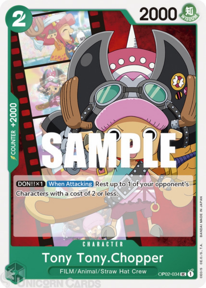 OP02-034 Tony Tony.Chopper Uncommon One Piece TCG Card:: Unicorn Cards ...