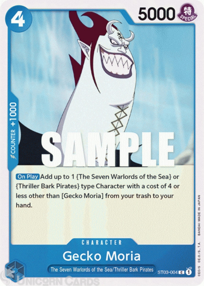 ST03-004 Gecko Moria Common One Piece TCG Card:: Unicorn Cards - YuGiOh ...