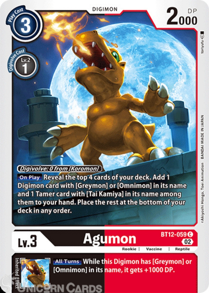 BT12-059 Agumon :: Common Digimon Card :: BT12: Across Time ...