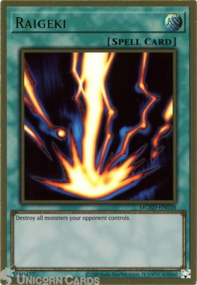 MGED-EN038 Raigeki Premium Gold Rare UNL Edition Mint YuGiOh Card ...