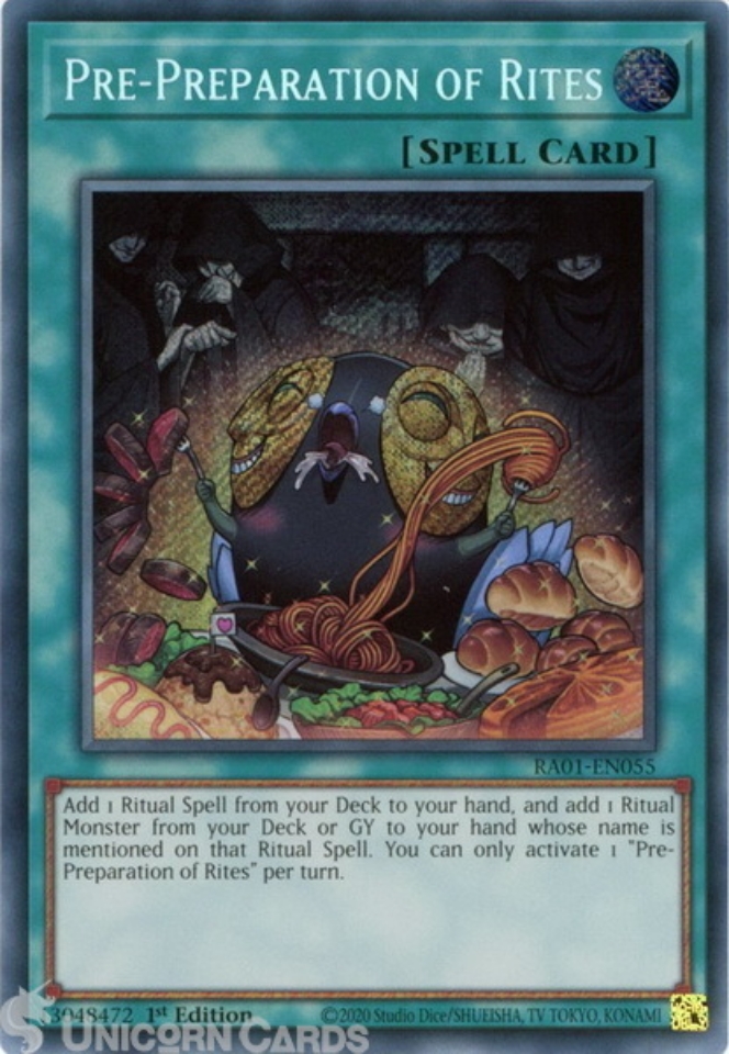 RA01-EN055 Pre-Preparation of Rites :: Secret Rare 1st Edition YuGiOh ...