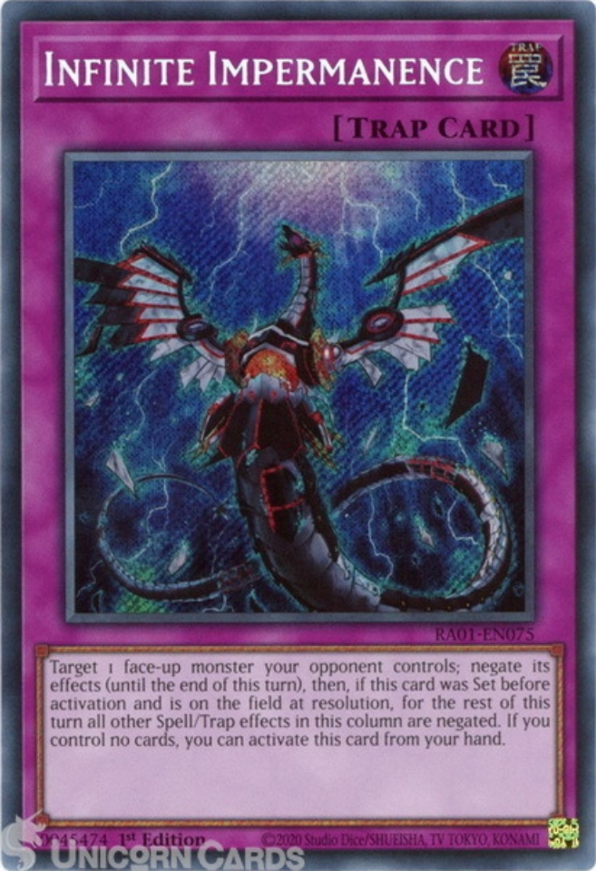 RA01-EN075 Infinite Impermanence :: Secret Rare 1st Edition YuGiOh Card ...