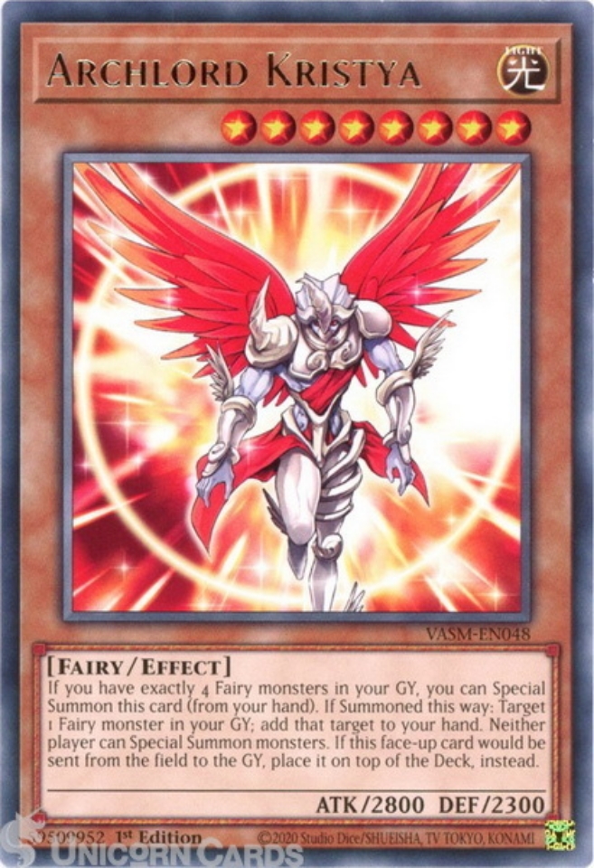 VASM-EN048 Archlord Kristya :: Rare 1st Edition YuGiOh Card:: Unicorn ...