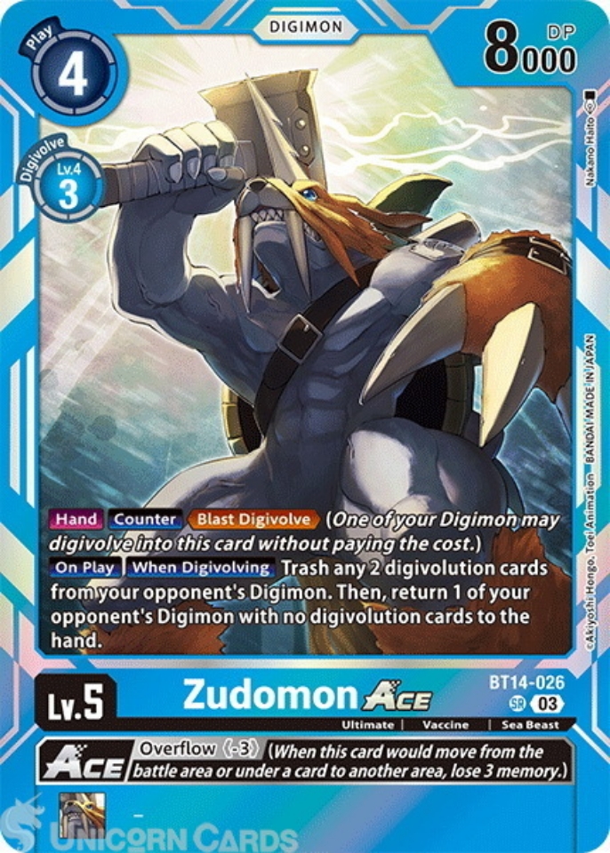BT14-026 Zudomon ACE :: Super Rare Digimon Card :: BT14: Blast Ace ...