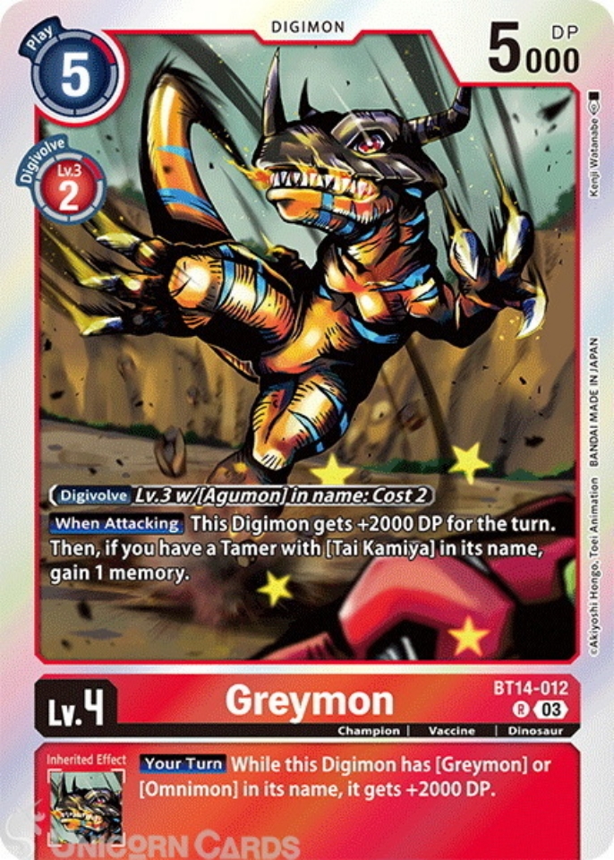 BT14-012 Greymon :: Rare Digimon Card :: BT14: Blast Ace :::: Unicorn ...