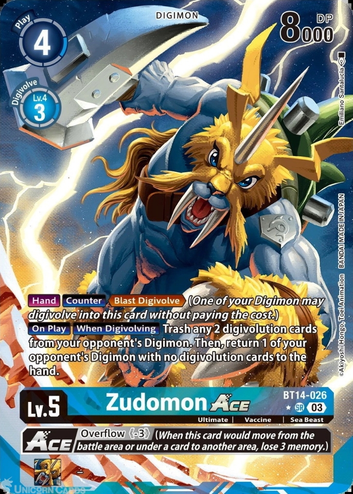 BT14-026 Zudomon ACE :: Super Rare Rare Pull Alternative Art Digimon ...