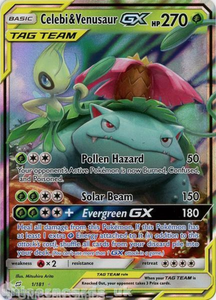 Celebi & Venusaur Tag Team GX 1/181 Ultra-Rare Rare :: Team Up :: Mint ...
