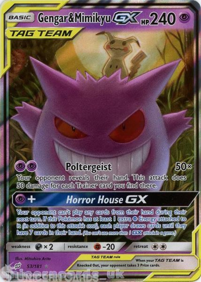 Gengar & Mimikyu Tag Team GX 53/181 Ultra-Rare Rare :: Team Up :: Mint ...